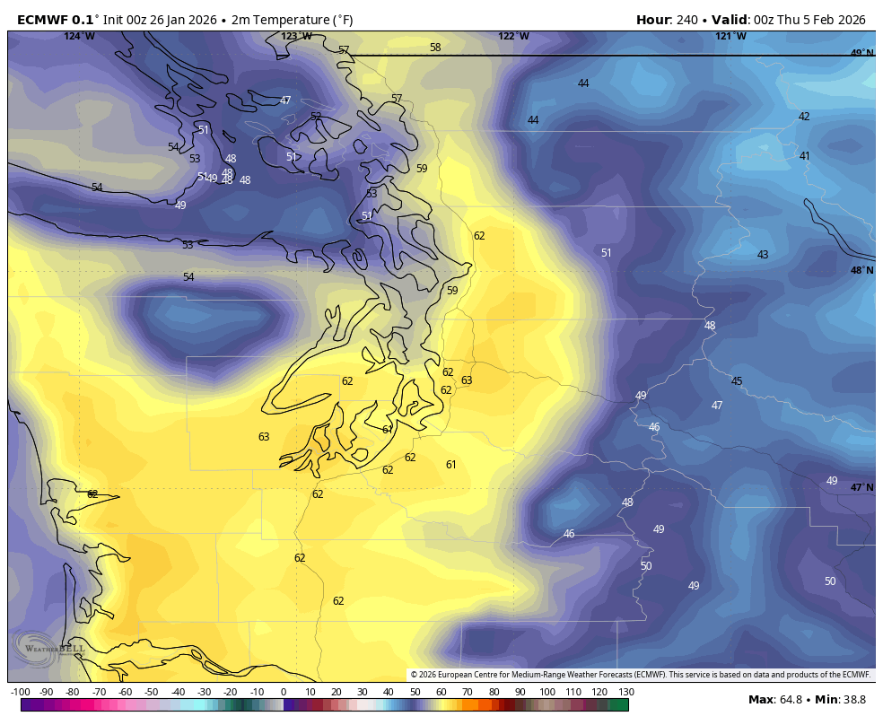 64 degrees in early February? Long range forecasts keep trying to ...